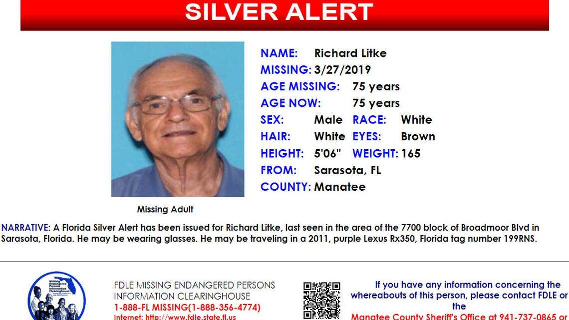 Sliver Alert issued for 75-year-old Sarasota man | Bradenton Herald